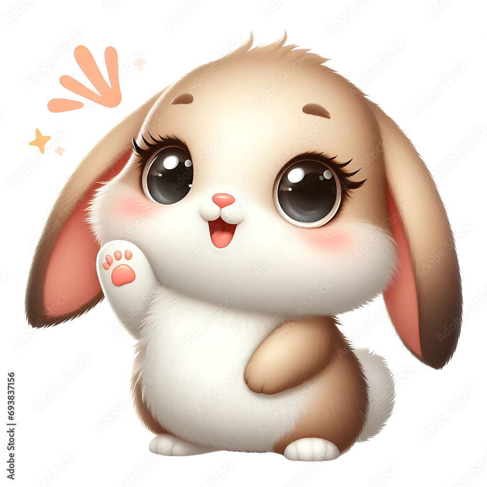 Cute Bunny, High Five, Isolated, Transparent Background, White ...