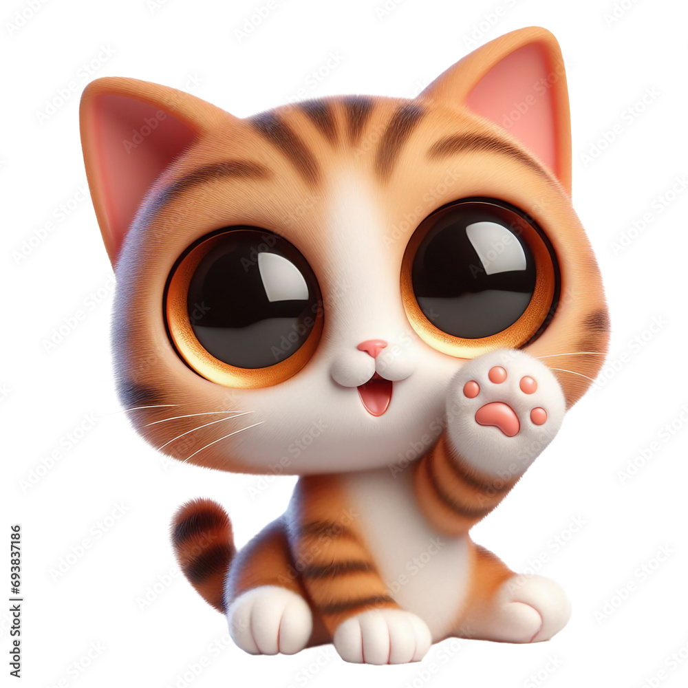 Cute Cat, High Five, Isolated, Transparent Background, White Background ...