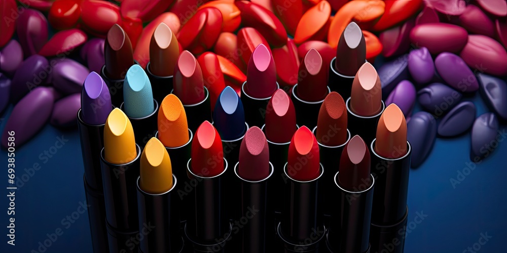 The lipstick range features a rich color palette, highlighting texture ...