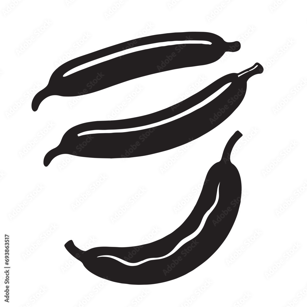 Green Bean silhouettes and icons. Black flat color simple elegant white ...