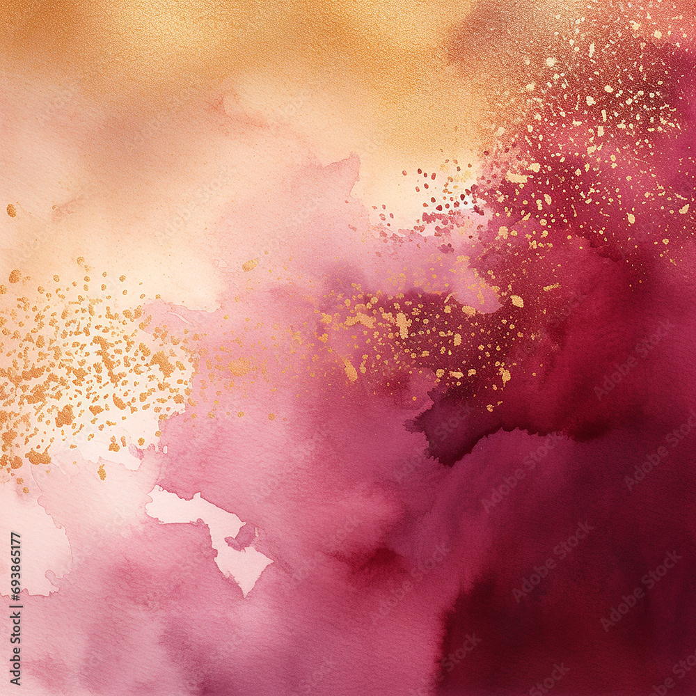 Watercolor burgundy and gold background Stock Illustration | Adobe Stock