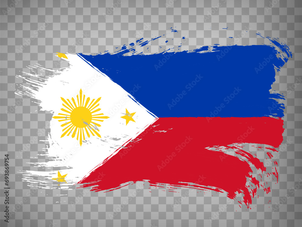 Flag Philippines, brush stroke background. Flag of Philippines on ...