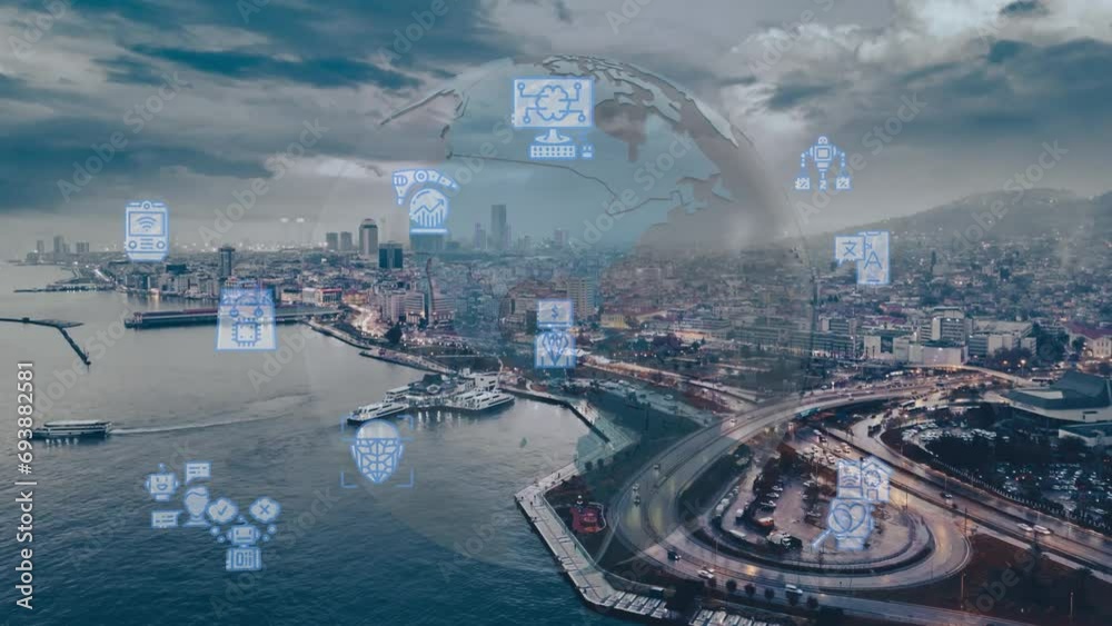 Smart city IOT internet of thing ICT digital technology futuristic ...