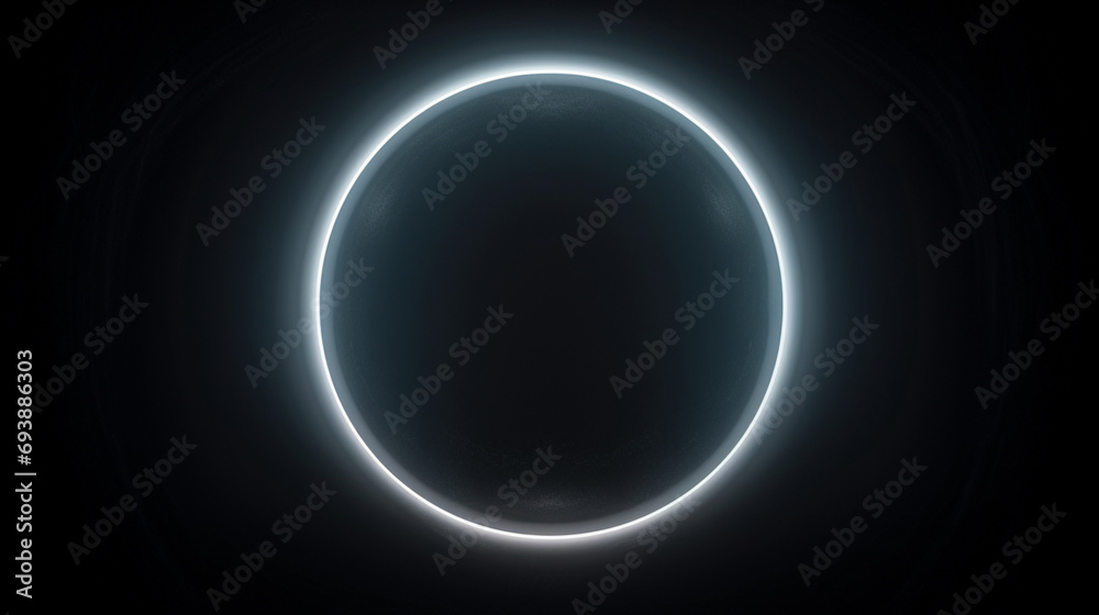 Eclipse lunaire, halo de lumière et fond noir. Espace, univers ...