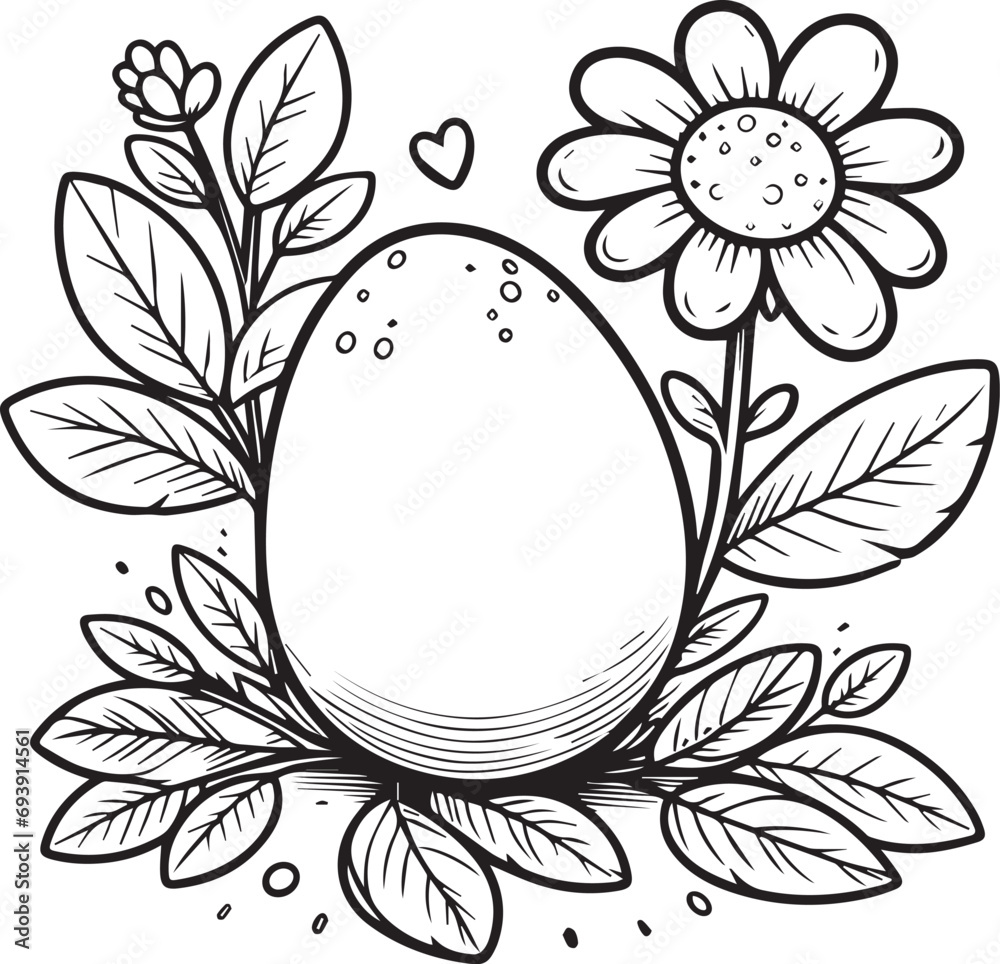 Outline egg clipart black and white Bunny Bonanza: Eggs, Flowers and ...