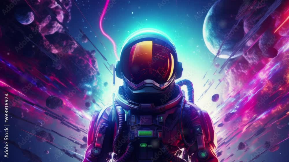 Synthwave tech Sci-fi Retrowave space of science fiction scene with ...