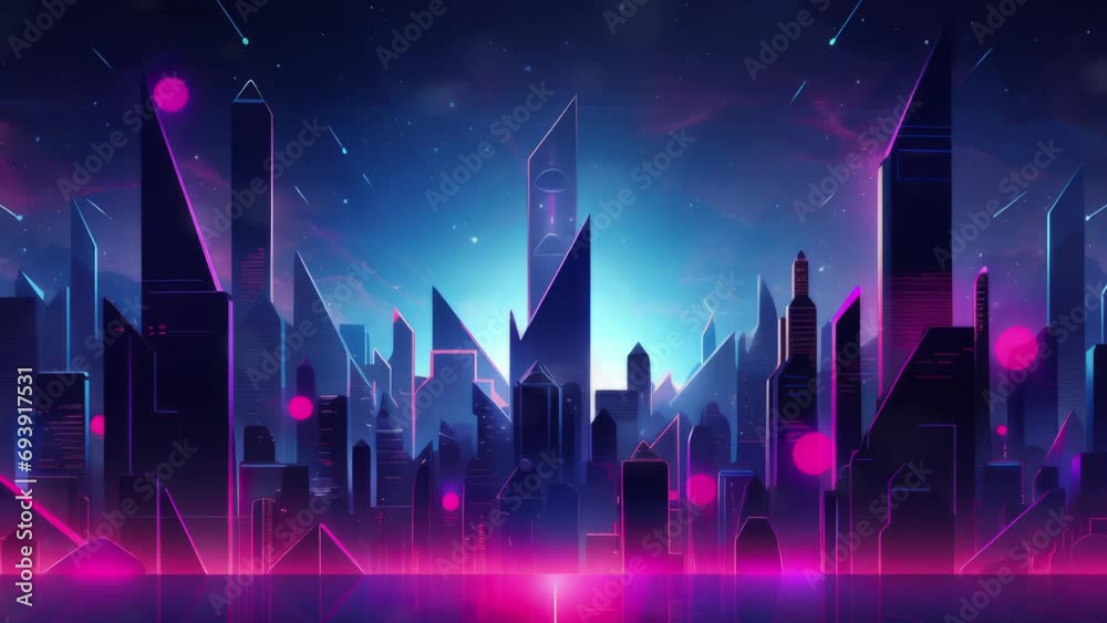 Synthwave tech synthwave fractal neon shapes at night, black background ...