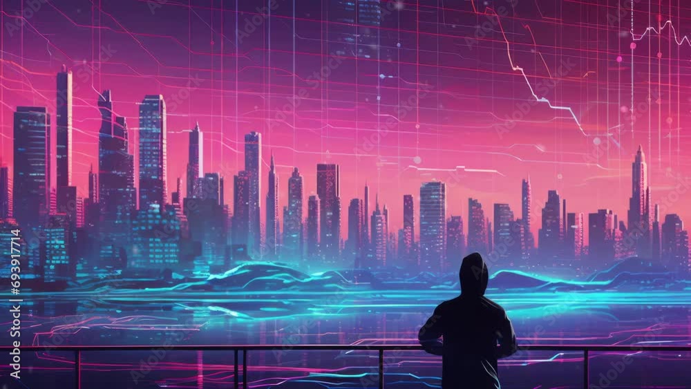 Synthwave tech Digital Pulse: Vibrant Synthwave Waves Visualizing ...
