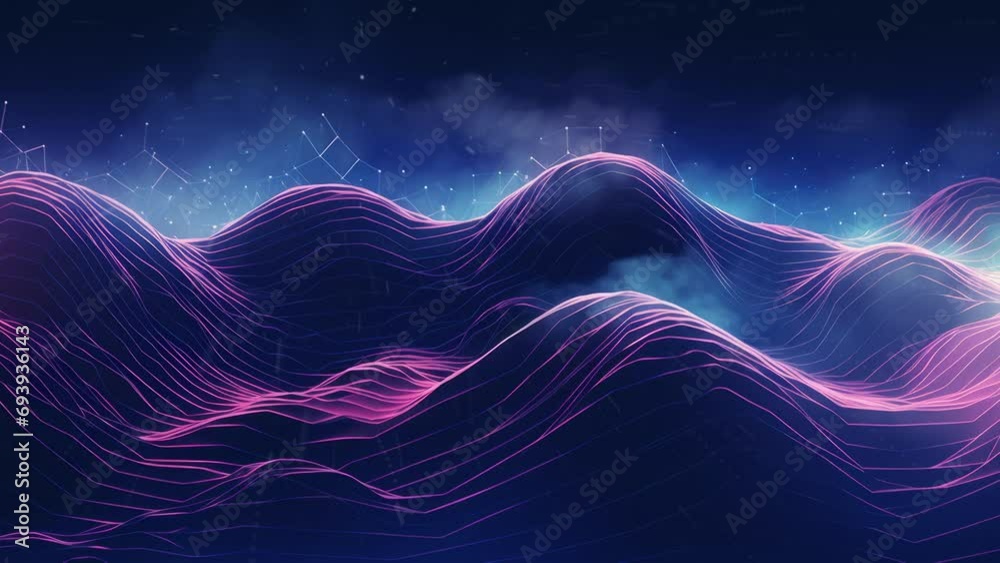Synthwave tech Abstract cool waves topography, Big data visualization ...