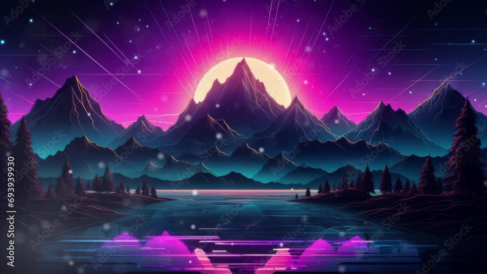 Synthwave tech Aesthetic mountain synthwave retrowave wallpaper with a ...