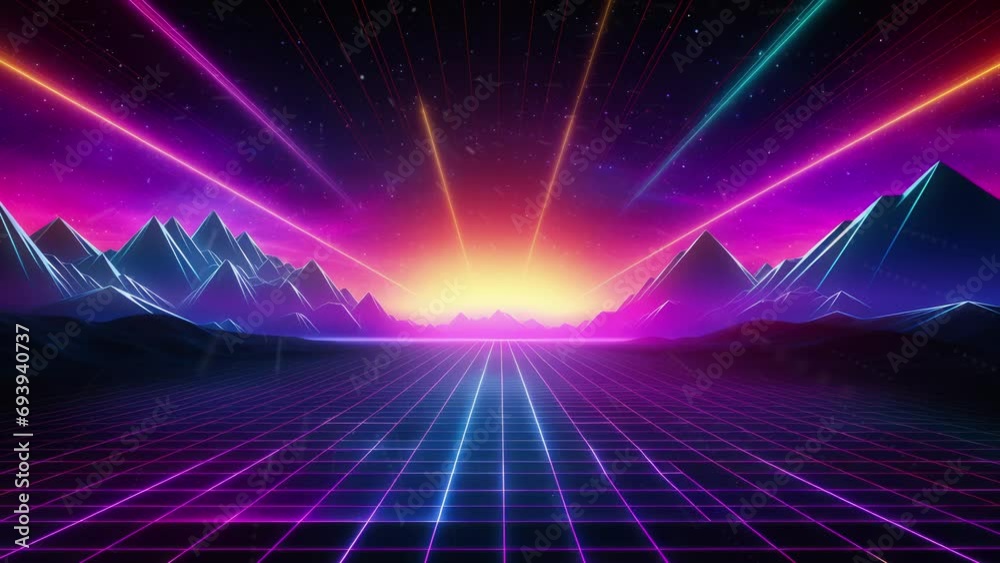 Synthwave tech synth wave background with glow neon colors and energy ...