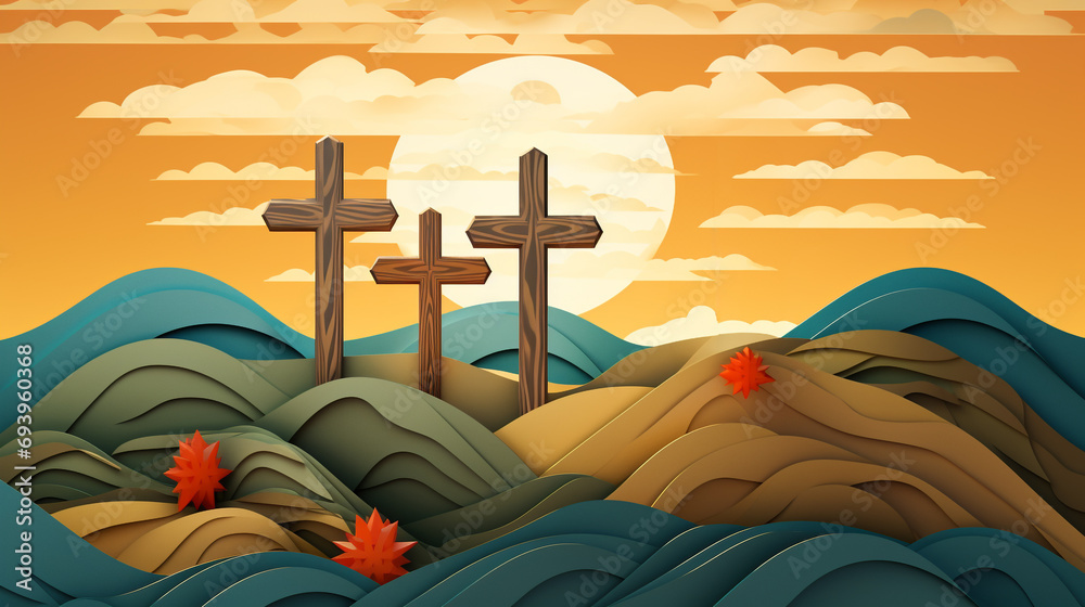 jesus christ crucifix on the mountain where jesus was crucified the sun ...
