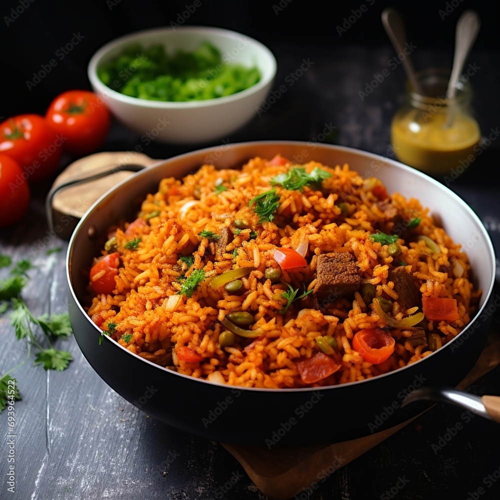 Jollof Rice: Flavorful West African One-Pot Delight Stock Photo | Adobe ...