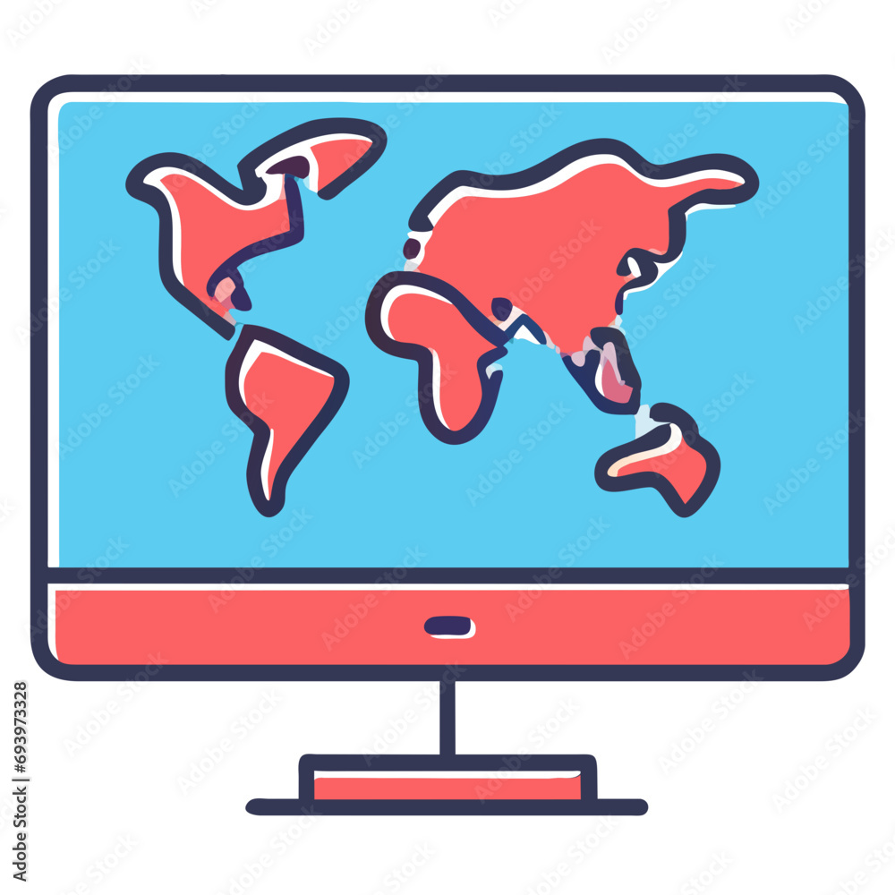 World map with data connections. vektor icon illustation Stock Vector ...