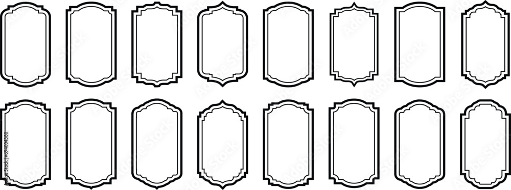 Set of simple line frames stroke and labels vector illustration ...