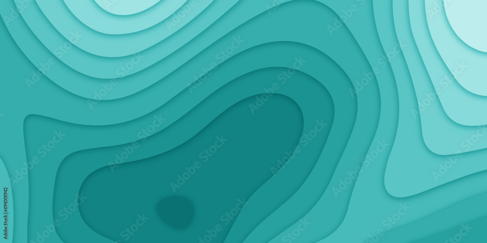 Abstract paper cut style background design. Geometric layered curve ...