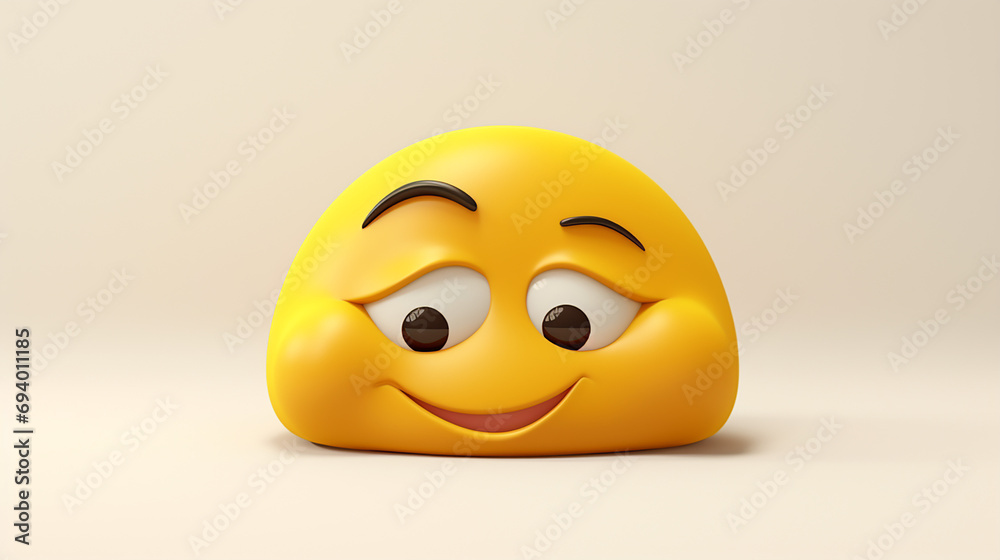 3d Winking emoji face slight smile winky emoticon closed one eye wink ...