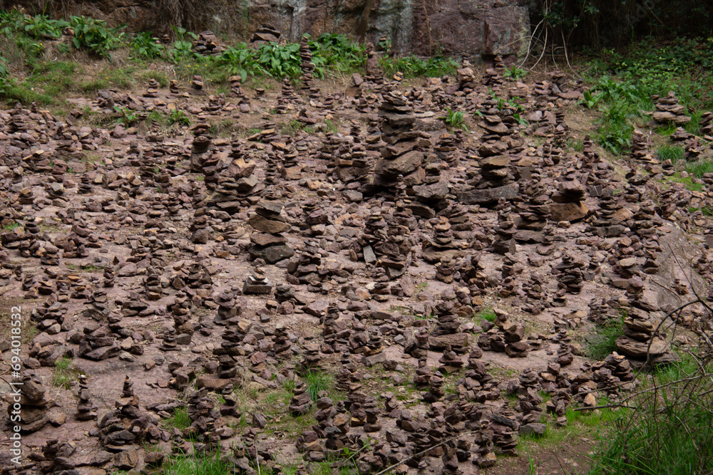 Fitas small piles of stacked flat stones ancient symbols of roads ...