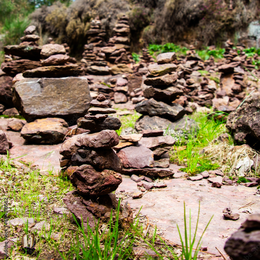 Fitas small piles of stacked flat stones ancient symbols of roads ...