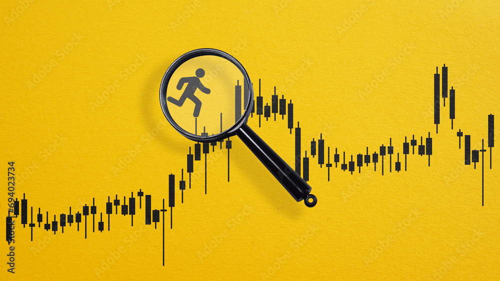 Trading strategy. Ladder to success. Man moving forward, thinking about ...