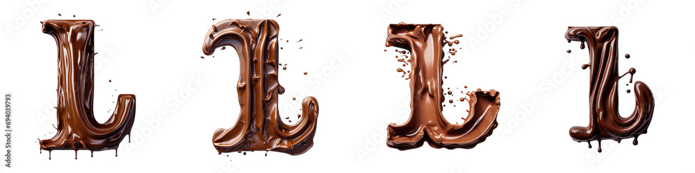 Chocolate alphabet, logotype, letter L isolated on a transparent ...