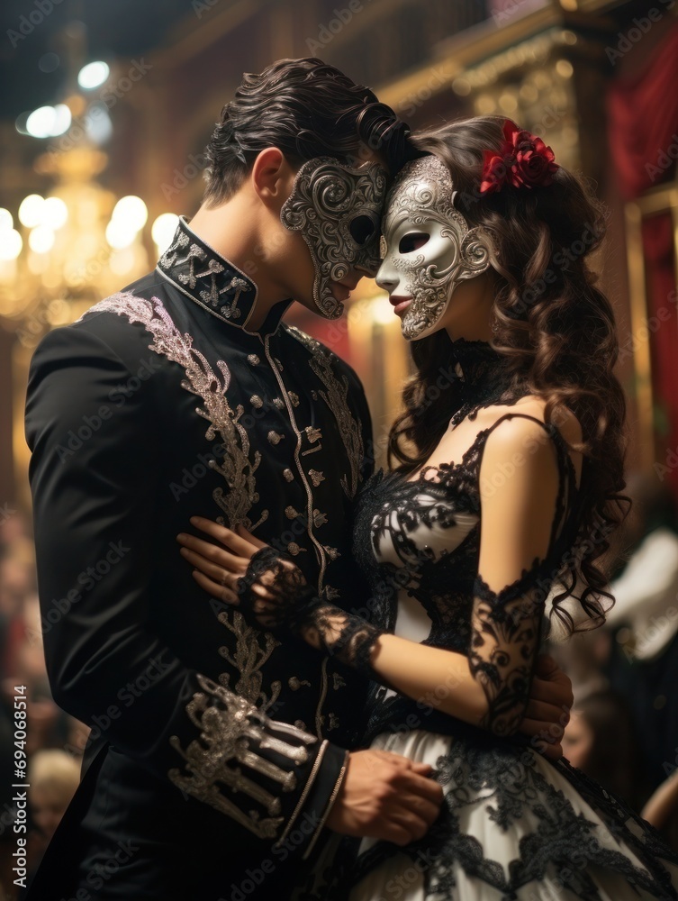 Secret meeting of a couple in love by candlelight in magnificent ...