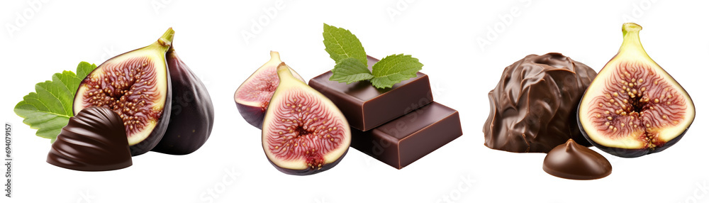 Set of fig chocolate candy isolated on transparent background. Stock ...