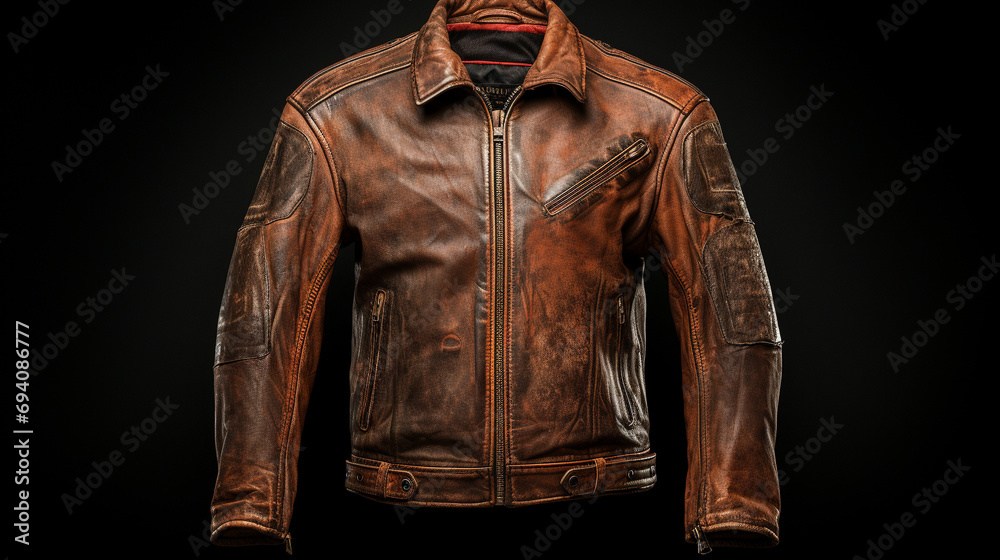 Worn-out leather jacket, Dan Winters style, high texture, vintage ...