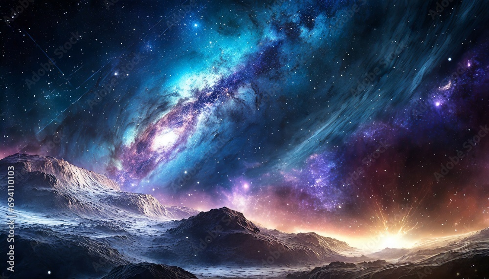 epic concept art of a photo realistic outer space landscape with waves ...
