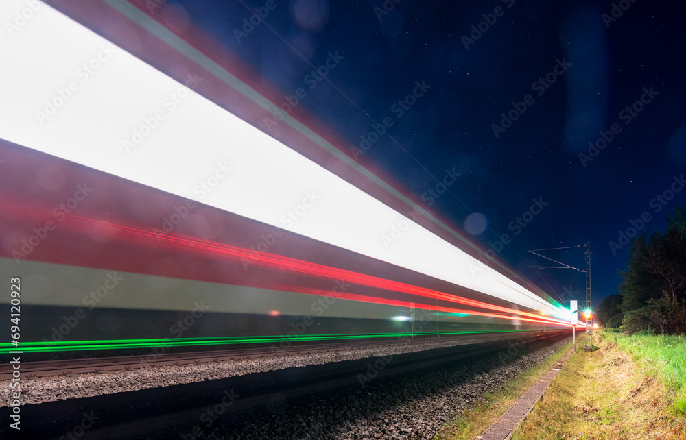 Light trails of a train, concept for high-speed under the stars Stock ...