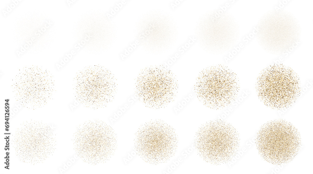 Gold dust glitter round splatter. Sparkling golden confetti in circle ...