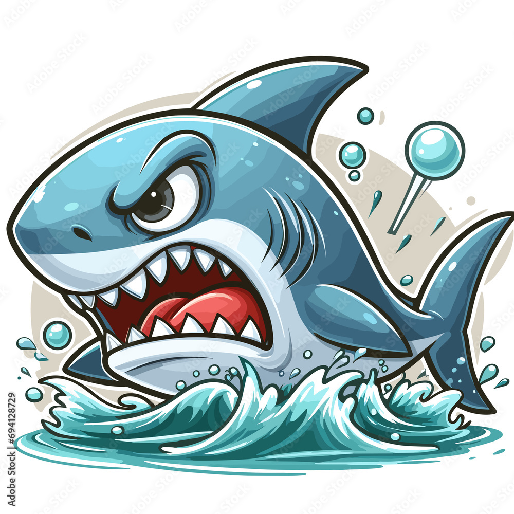 angry shark cartoon. Vector clip art illustration with simple gradients ...