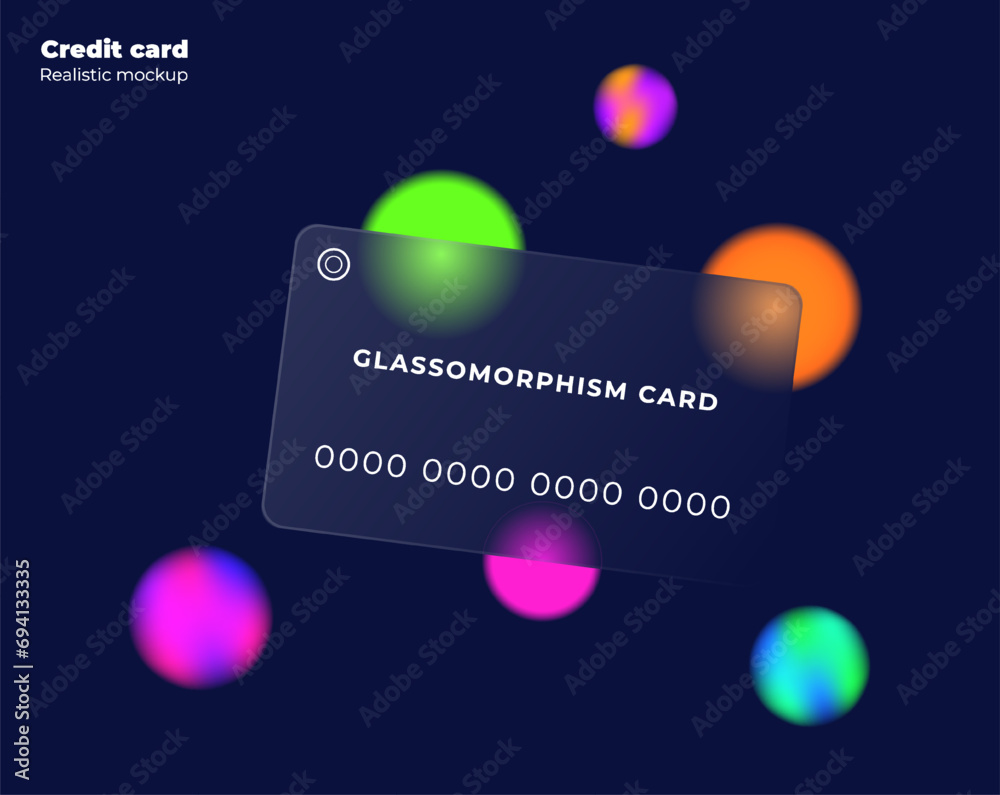 Credit card mock-up glass morphism style. Bank card presentation ...