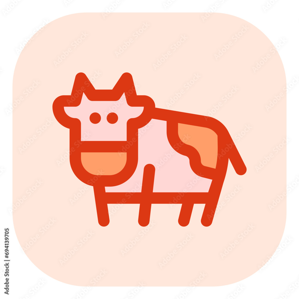 Editable cow, cattle, bull vector icon. Animal, farm, livestock. Part ...