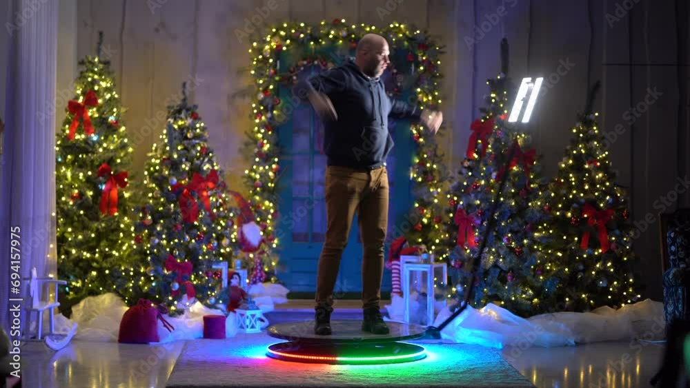 male on bullet-time photospot attraction posing and dancing barrel roll ...