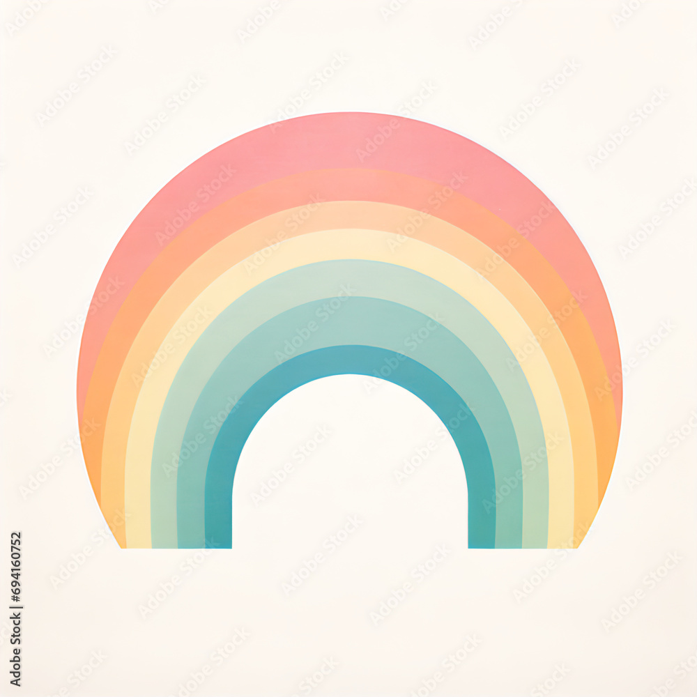 Contemporary Minimalist Rainbow Illustration with Soft Pastel Colors ...