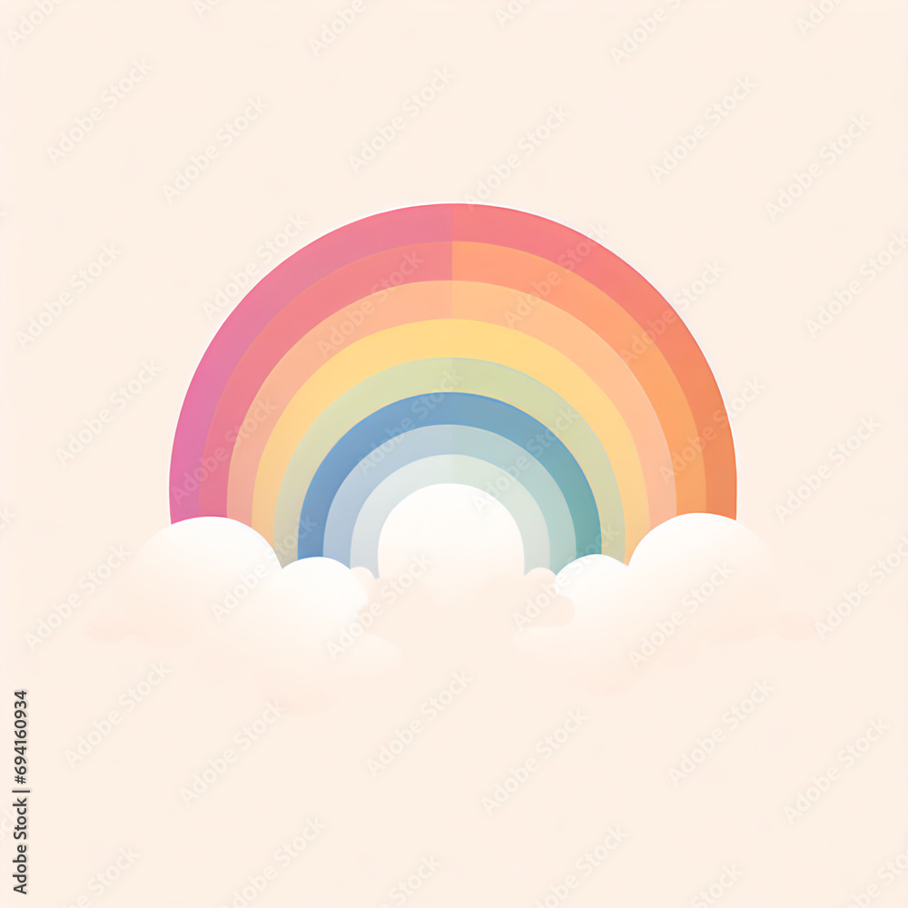 Contemporary Minimalist Rainbow Illustration with Soft Pastel Colors ...