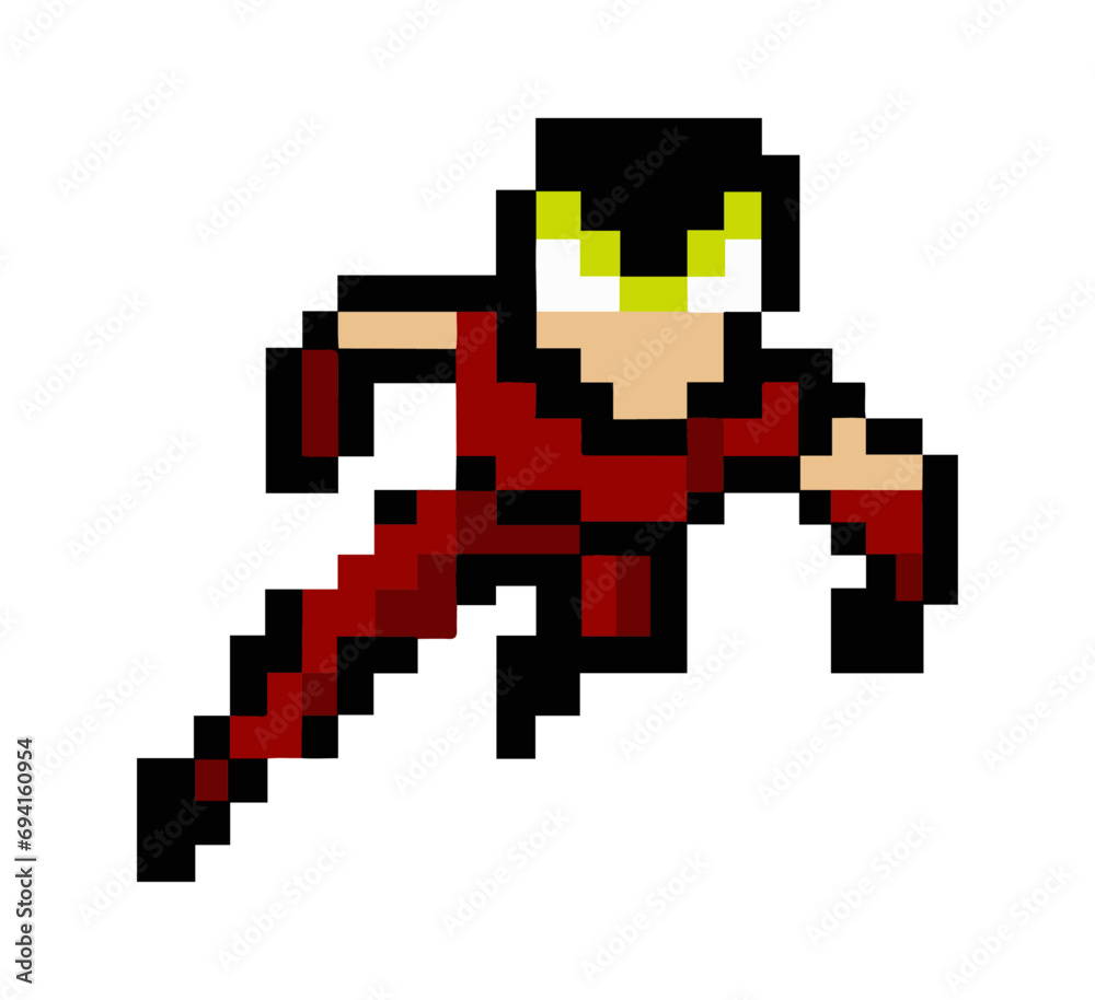 pixel art hero character flying animated vector 8 bit 16 bit 32 bit ...