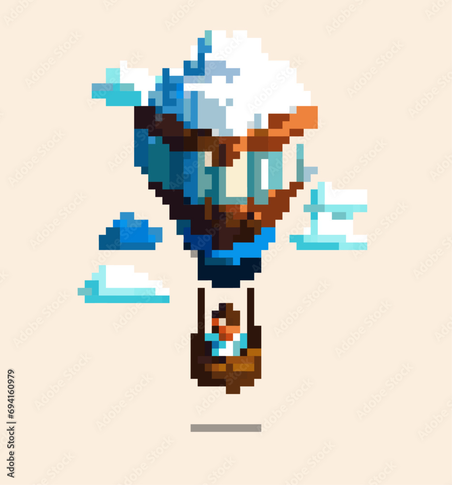 Vetor de Hot Air balloon animated vector art pixel art vector 8 bit 16 ...