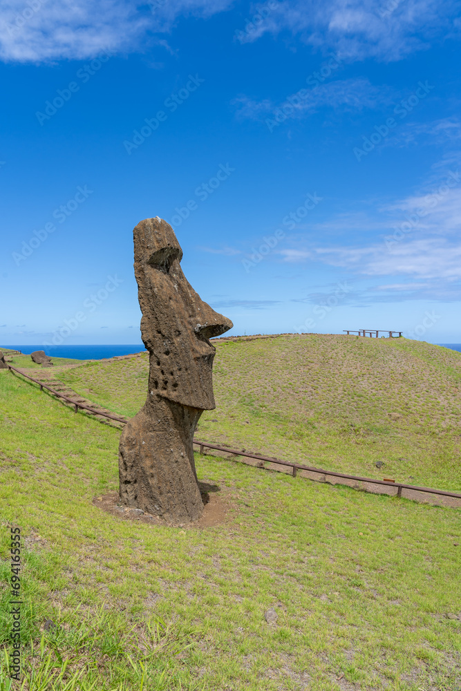 Moai Piro Piro close up at Rano Raraku on Easter Island (Rapa Nui ...