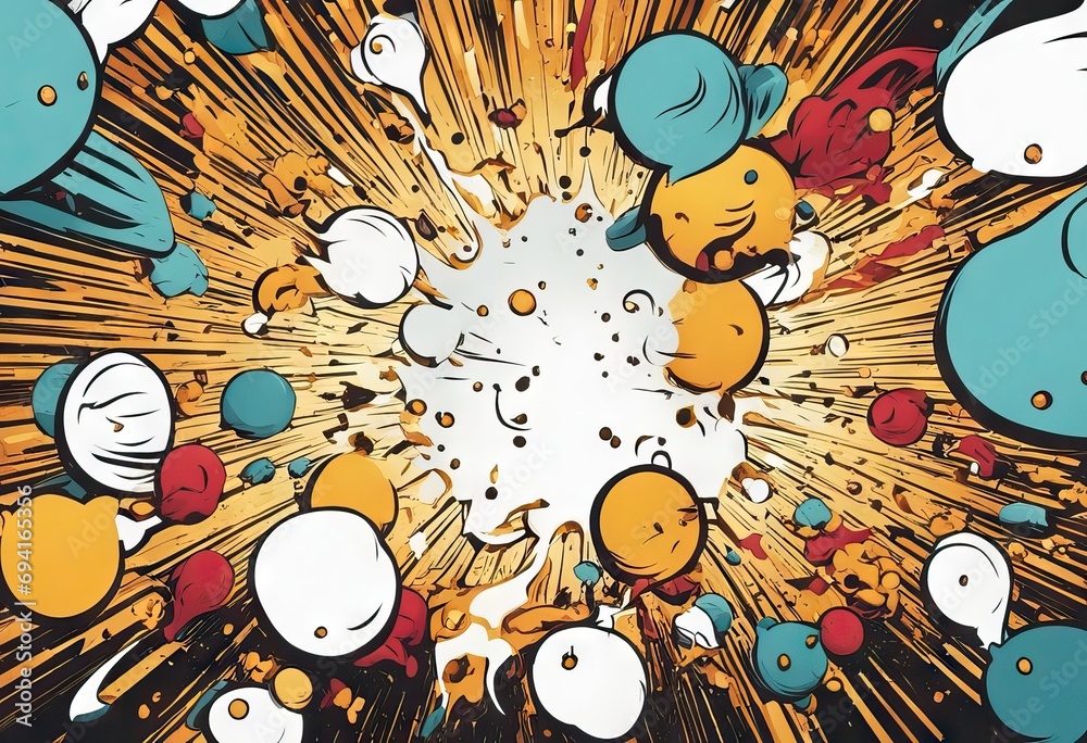 Comic cartoon explosions, empty whute speech bubles. stock ...