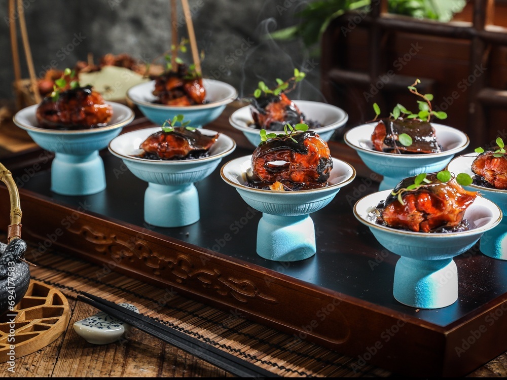 Chinese braised pork in high end sophisticated fine dining restaurant ...