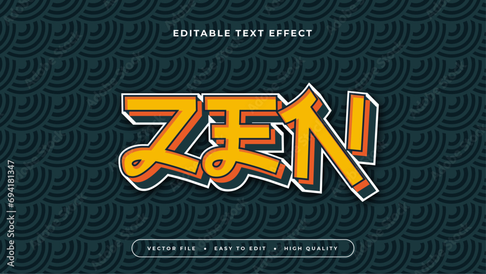 Zen yellow orange and black 3d editable text effect - font style. Japan ...