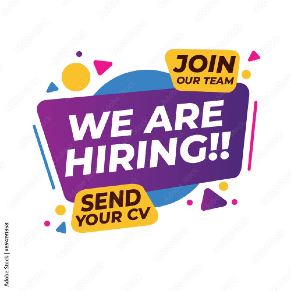 Hiring recruitment open vacancy design info label template. We are ...