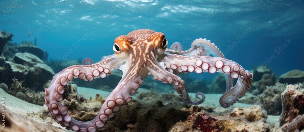 Photo & Art Print Octopus cyanea, a diurnal intelligent species ...
