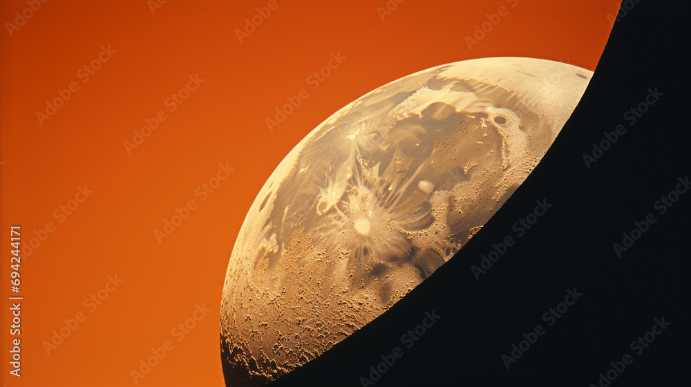 Abstract representation of the moon illusion, a rare optical phenomenon ...