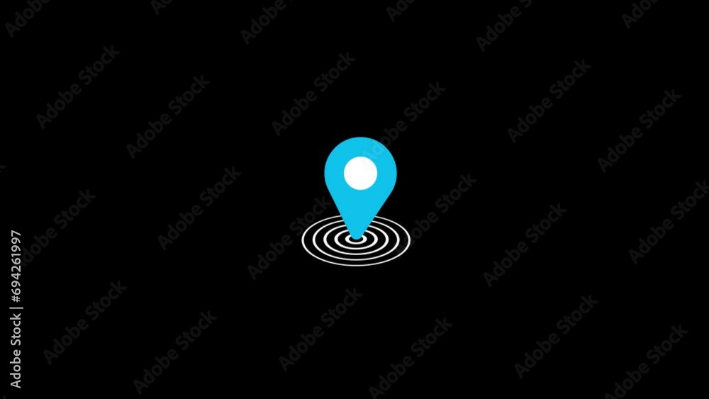 Map pin animation concept.4k motion animation.destination pin and radio ...