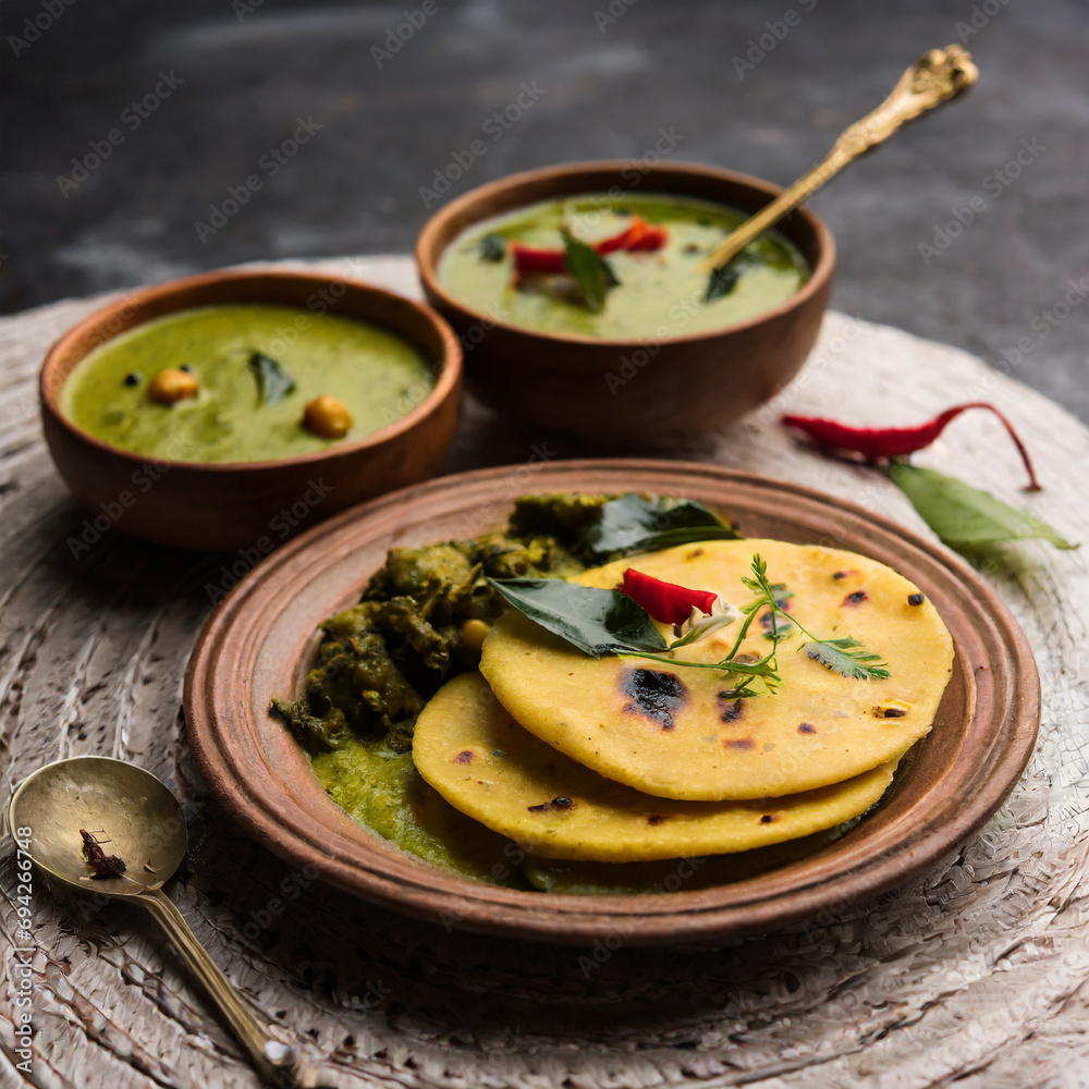 makki di roti with sarson ka saag, popular punjabi main course recipe ...