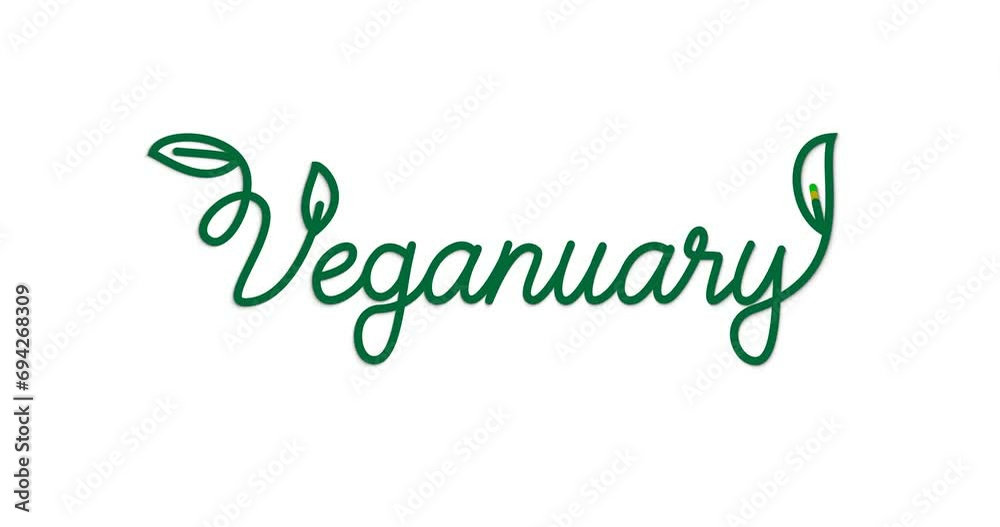 Veganuary text animation with alpha channel. Handwritten text ...