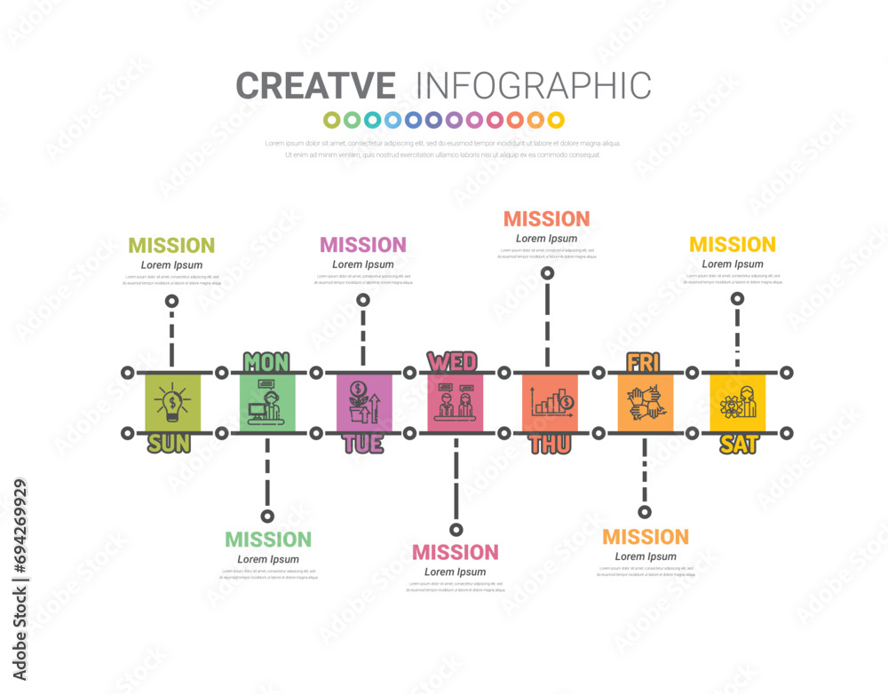 Timeline business for 7 day, 7 options, infographic design vector and ...